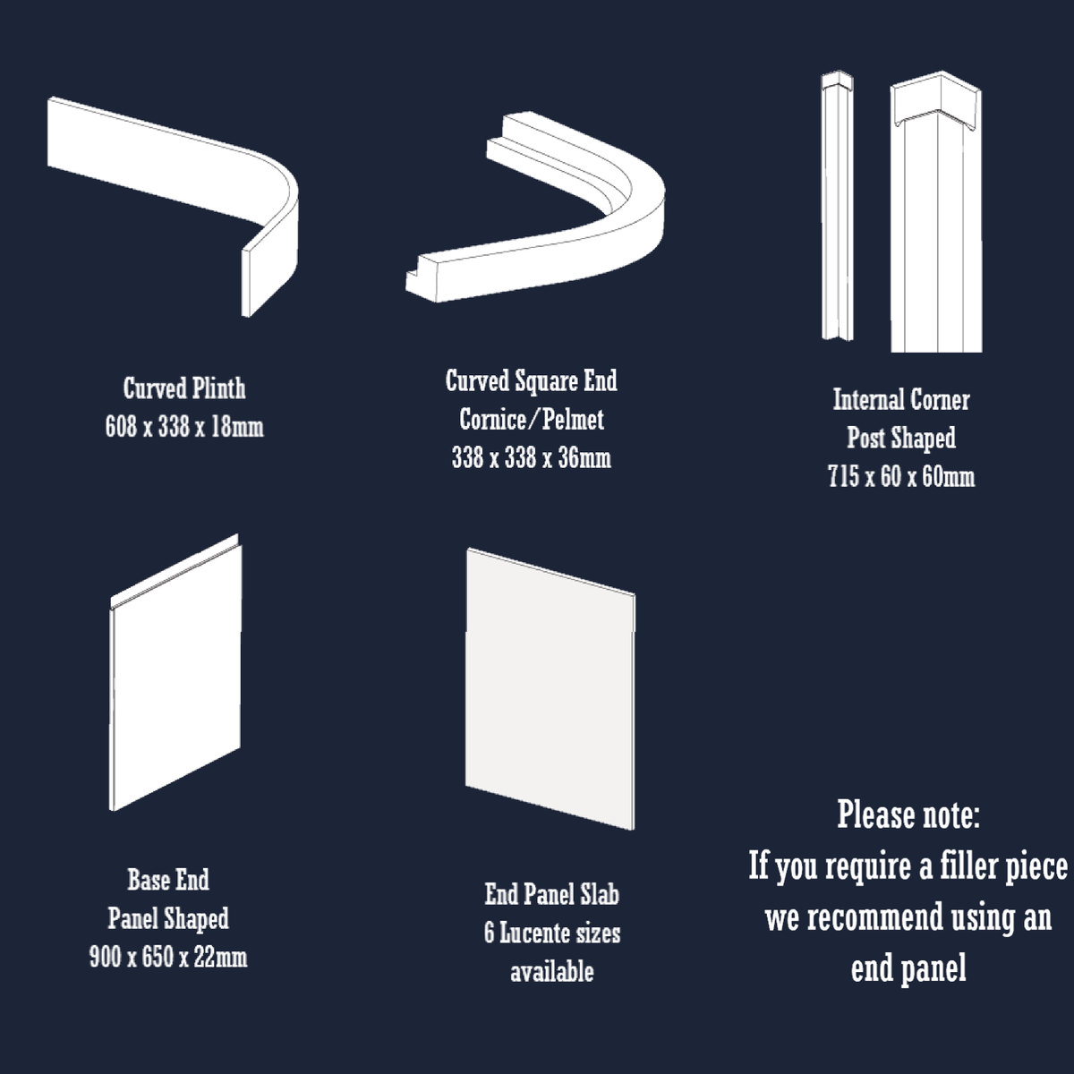 Levana White Matt Finishing Components | Timeless Matt Plinths & Panels ...