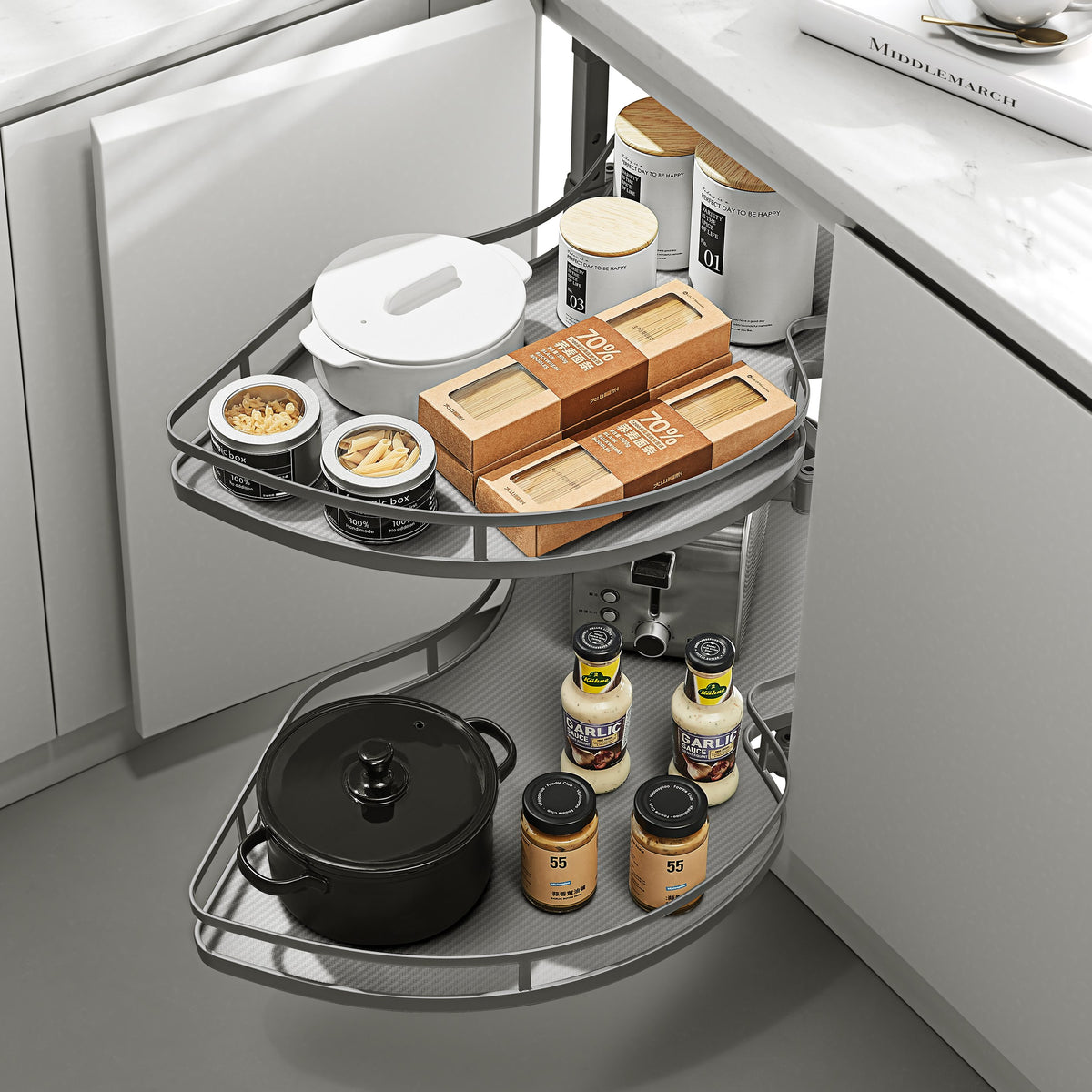 Pull-Out Swing Tray Corner Unit | Soft-Close Kitchen Storage Solution ...